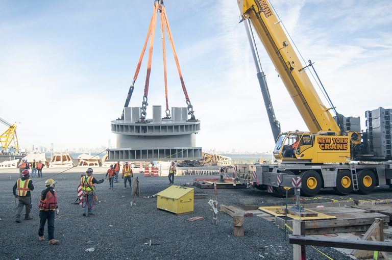 New York Wheel's first two pedestals arrive on Staten Island | 6sqft
