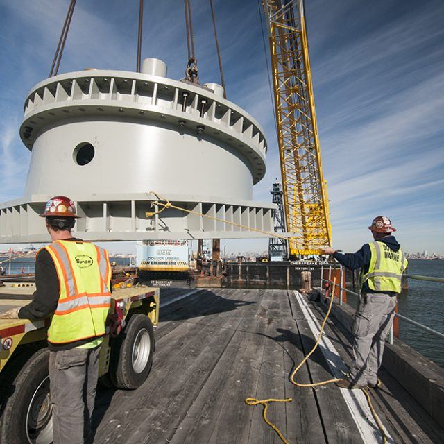 New York Wheel's first two pedestals arrive on Staten Island | 6sqft