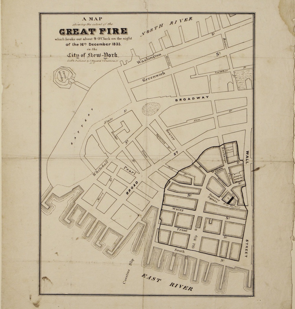 The Great Fire of 1835 devastated Lower Manhattan, 181 years ago today ...