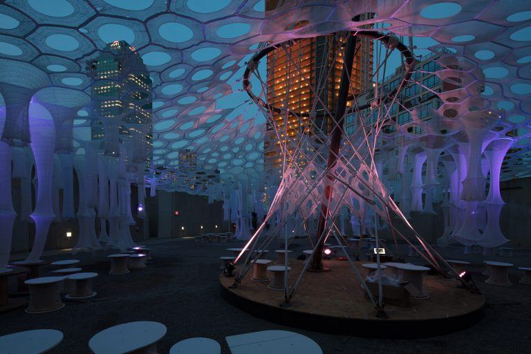 Watch MoMA PS1’s solar canopy art installation get installed | 6sqft