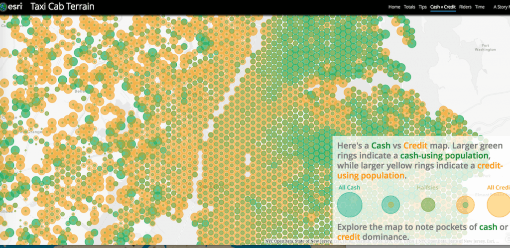 Taxi map shows where New Yorkers take cabs and how they pay for them ...