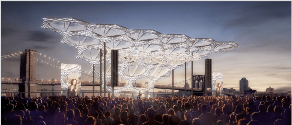 LPC approves Achim Menges' futuristic rooftop pavilion and stage for ...