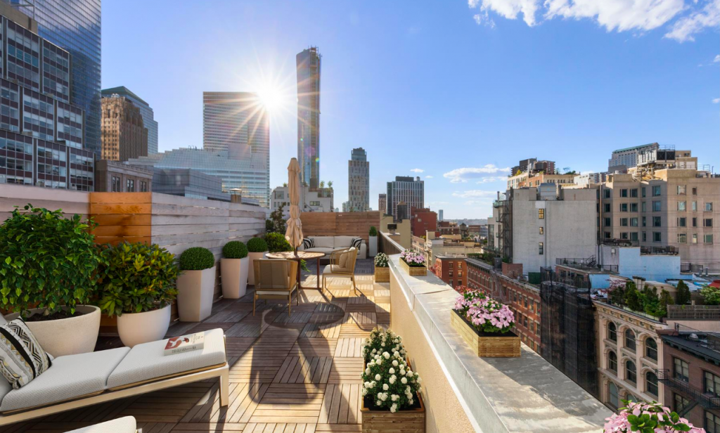 The picnic-perfect terrace at this $10M Tribeca penthouse feels like a ...