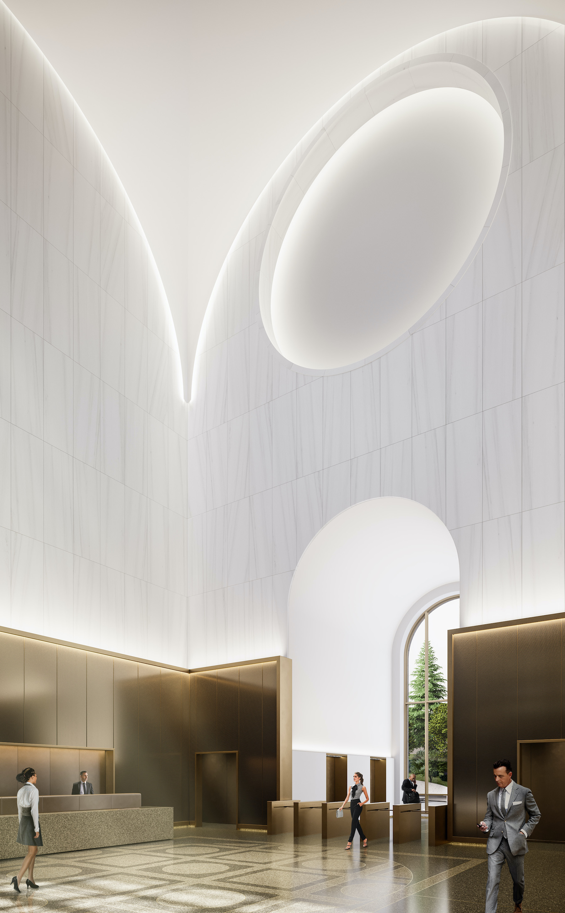 New lobby renderings revealed for Phillip Johnson’s 550 Madison Avenue ...