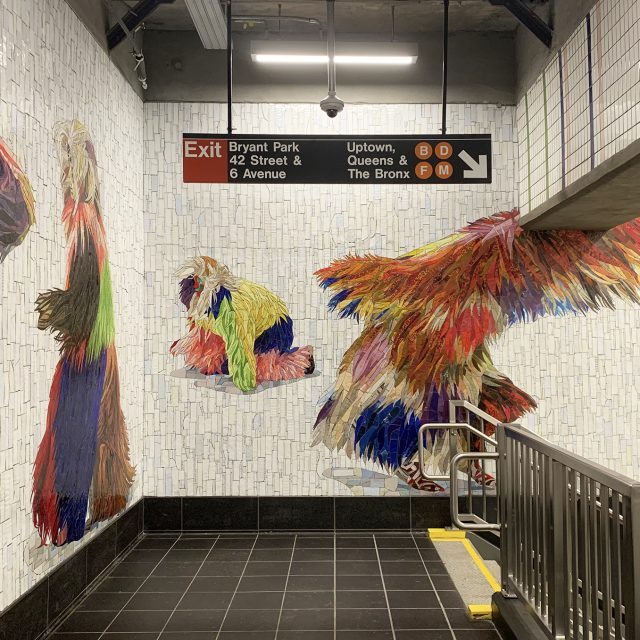 Colorful 'Soundsuits' mosaics by Nick Cave revealed at 42nd Street ...