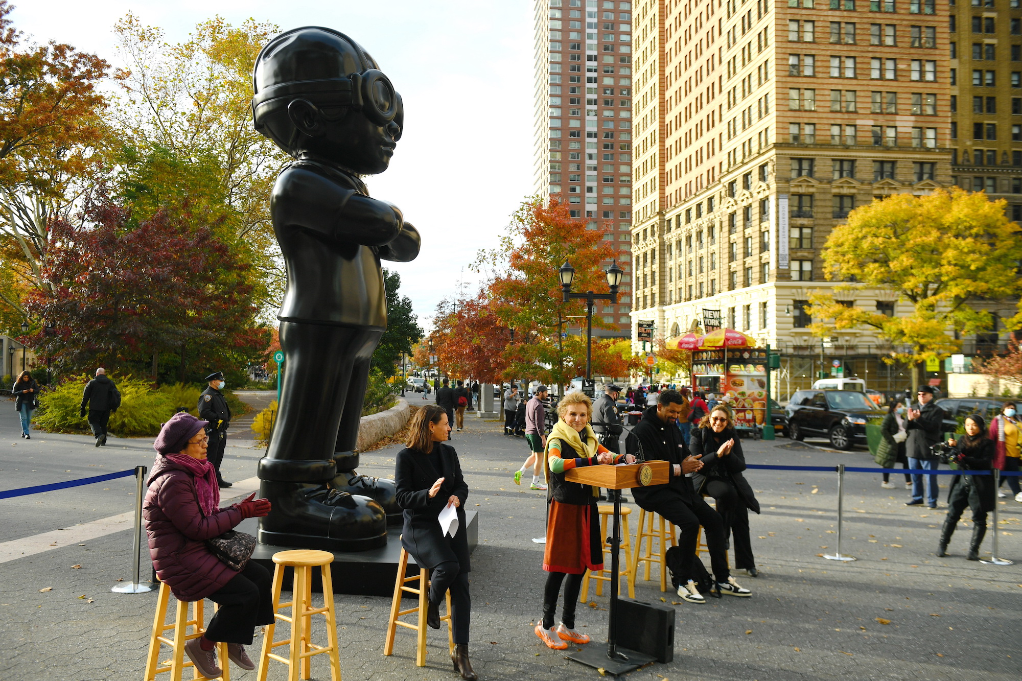 16-foot-tall 'Flyboy' sculpture from artist Hebru Brantley unveiled at ...